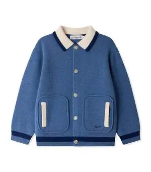 Bonpoint Cashmere Collared Cardigan - Blue