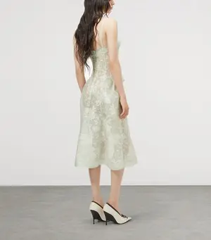Alexander McQueen Silk Lace Floral Midi Dress
