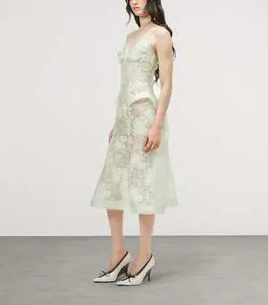 Alexander McQueen Silk Lace Floral Midi Dress