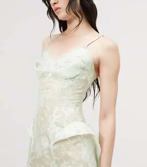 Alexander McQueen Silk Lace Floral Midi Dress