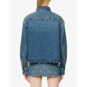 Miu Miu Cropped Frayed-edge Denim Shirt