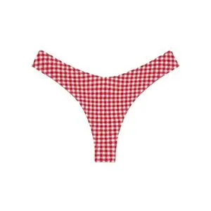 MONTCE Micro Gingham Lulu Zig-zag Stitch Bikini Bottom - Red