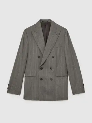 REISS Wool Double-breasted Pinstripe Suit Blazer Classic-fit