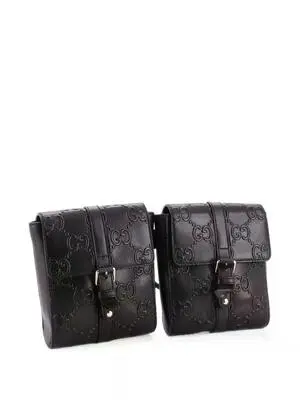 Gucci Double Gg Embossed Perforated Leather Belt Bag