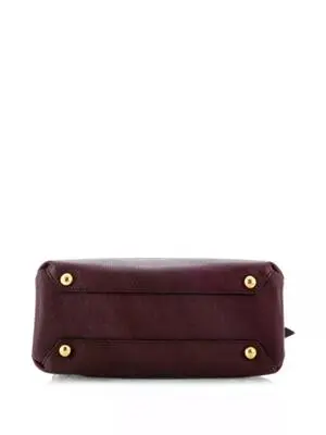 Burberry Banner Leather And House Check Canvas Small Tote Bag