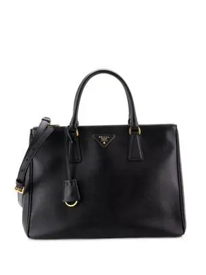 Prada Double Zip Lux Saffiano Leather Large Tote Bag - Black