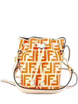 Fendi Mon Tresor Zucca Embossed Leather Mini Bucket Bag - Orange