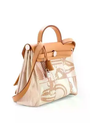Hermès Herbag Zip Relief Brides De Gala Toile And Leather 31 Shoulder Bag - Brown