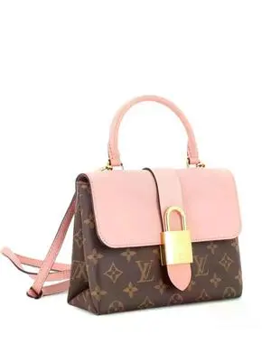 LOUIS VUITTON Louis Vuitton Locky Handbag Monogram Canvas With Leather BB Satchel Brown