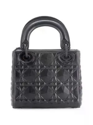 Dior Lady Bag Diamond Motif Cannage Calfskin Mini Shoulder Bag - Black