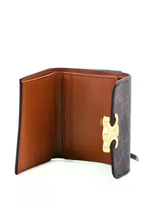 Celine Triomphe Wallet With Coin Purse Triomphe Coated Canvas Compact Small Wallets