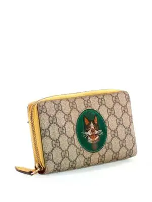 Gucci Zip Around Wallet Gg Coated Canvas With Applique Small Wallets