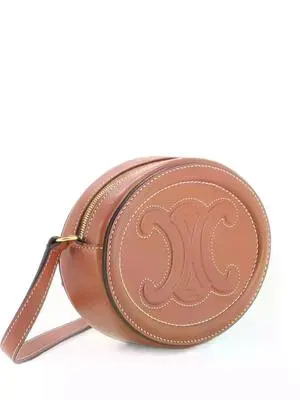 Celine Triomphe Oval Leather Mini Crossbody Bag - Brown