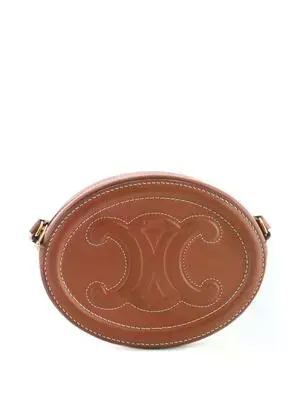 Celine Triomphe Oval Leather Mini Crossbody Bag - Brown