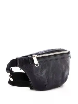 Gucci Gg Embossed Perforated Leather Small Belt Bag - Black
