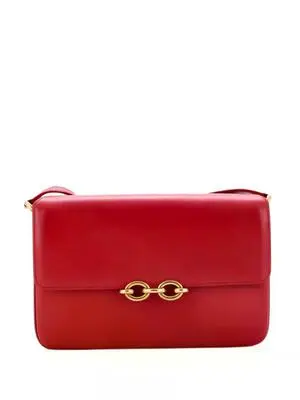 Saint Laurent Le Maillon Shoulder Bag Leather Medium Crossbody Bag - Red