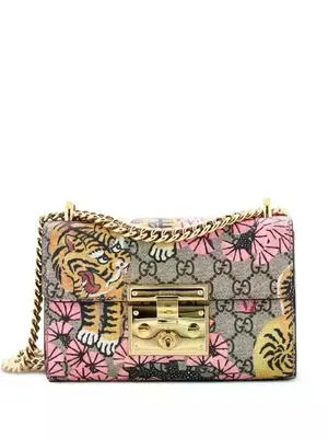 Gucci Padlock Small Shoulder Bag Bengal Print Gg Coated Canvas - Brown