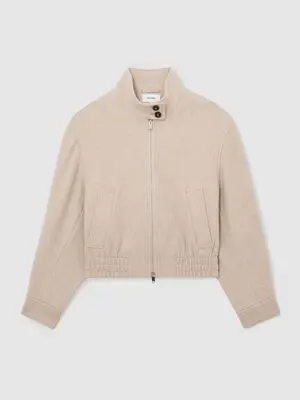 REISS Wool Funnel-neck Bomber Coat