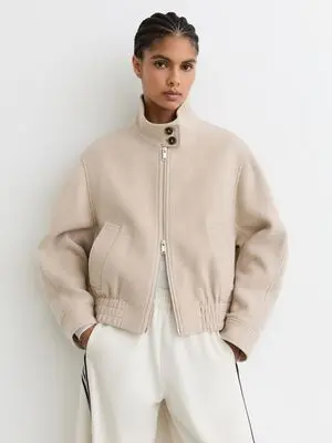REISS Wool Funnel-neck Bomber Coat