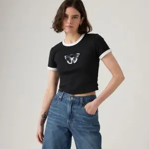 LEVI'S Graphic Mini Ringer Tee - Black