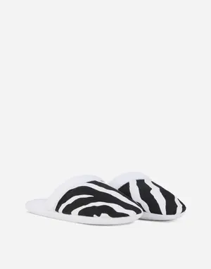 Dolce & Gabbana Cotton Terry Slippers With Zebra Print - Multicolor