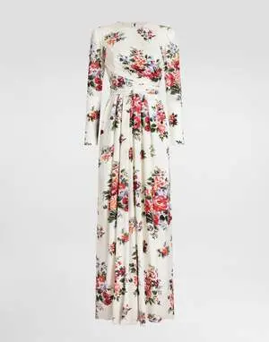 Dolce & Gabbana Flower Bouquet-print Charmeuse Maxi Dress - Multicolor