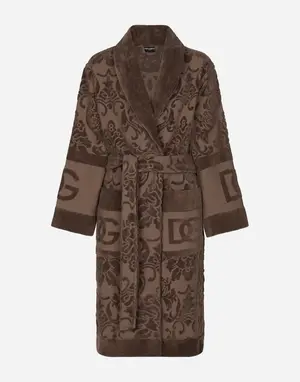 Dolce & Gabbana Bathrobe In Terry Cotton Jacquard Monochrome Bathrobes - Multicolor