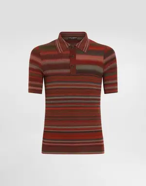 Dolce & Gabbana Striped Wool Polo Shirt Sweaters And Cardigans - Red