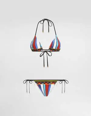 Dolce & Gabbana Carretto-print Triangle Bikini - Multicolor