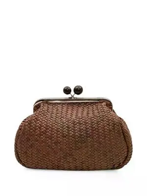 Max Mara Medium Pasticcino Woven Leather Clutch Bag