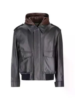 Loewe Hooded Layered Leather Jacket