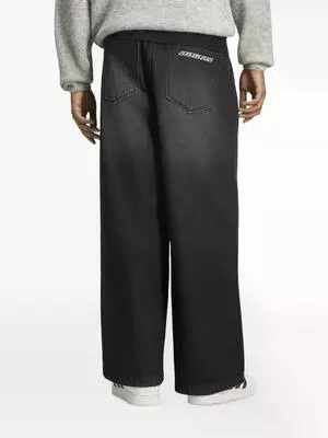 Adidas Logo-embroidered Wide-leg Jeans