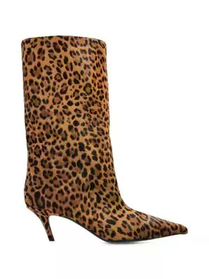 Amina Muaddi Fiona Leopard-print Knee-high Boots
