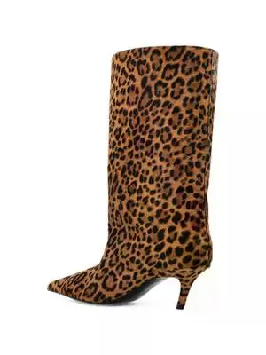 Amina Muaddi Fiona Leopard-print Knee-high Boots
