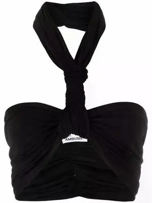 AMBUSH Twist Halterneck Ruched Cropped Top