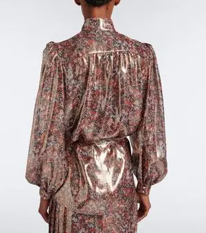 Valentino Garavani Floral Silk-blend Lame Blouse