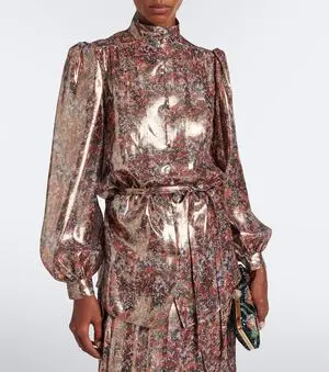 Valentino Garavani Floral Silk-blend Lame Blouse