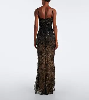 Elie Saab Sequined Lace Gown