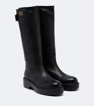 Miu Miu Leather Knee-high Boots - Black
