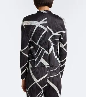Issey Miyake Fold Line Pleated Printed Cardigan