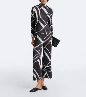 Issey Miyake Fold Line Pleated Printed Cardigan