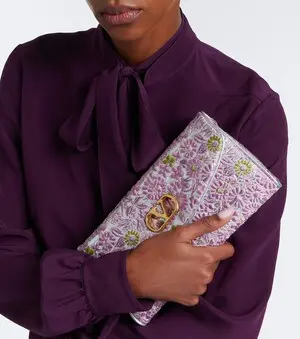 Valentino Garavani Devain Small Floral Jacquard Shoulder Bag - Purple