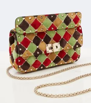 Valentino Garavani Rockstud Small Suede Shoulder Bag