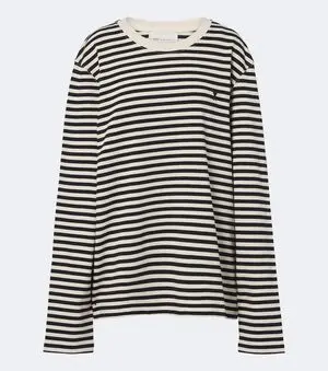 AMI Paris De Coeur Striped Cotton T-shirt - Black