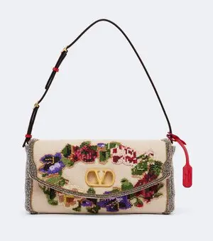 Valentino Garavani Devain Small Floral Beaded Shoulder Bag - Multicoloured
