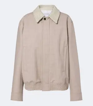 Bottega Veneta Leather-trimmed Wool Blouson Jacket - Beige