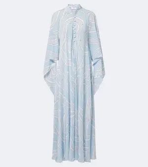 Emilio Pucci Labirinto Silk Crepe De Chine Kaftan - Blue