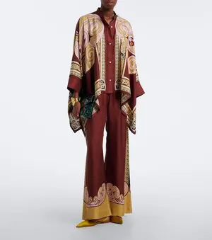 La DoubleJ Printed Silk Twill Palazzo Pants