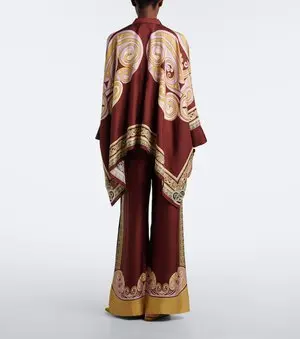 La DoubleJ Printed Silk Twill Palazzo Pants