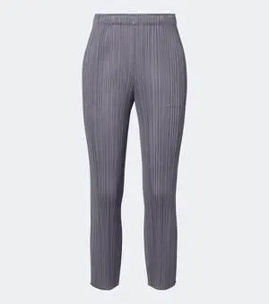 Issey Miyake Basics Cropped Pleated Slim Pants - Grey